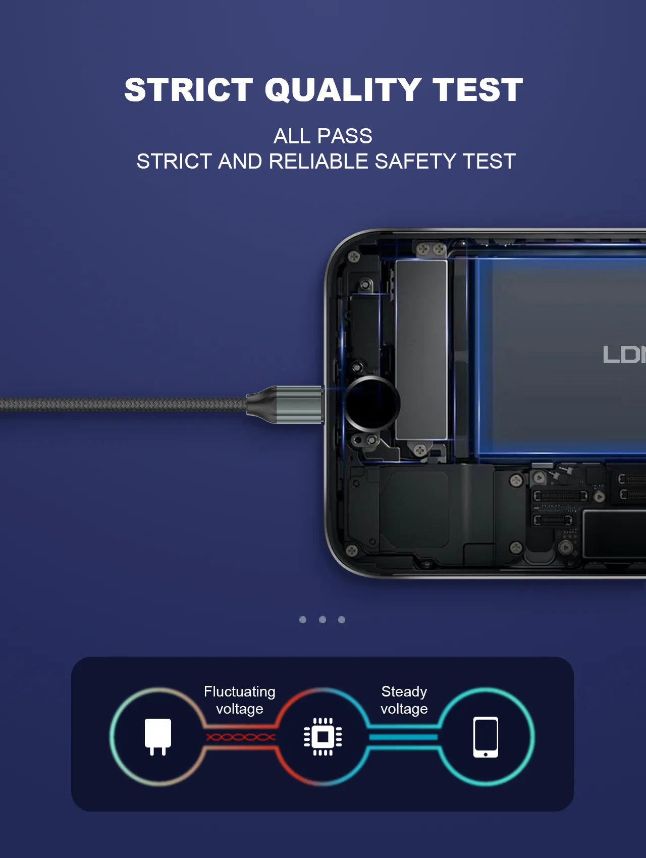 کابل شارژ لایتنینگ الدینیو مدل LS431 طول 1 متر کنفی